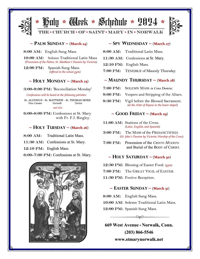 Holy Week Schedule 2024